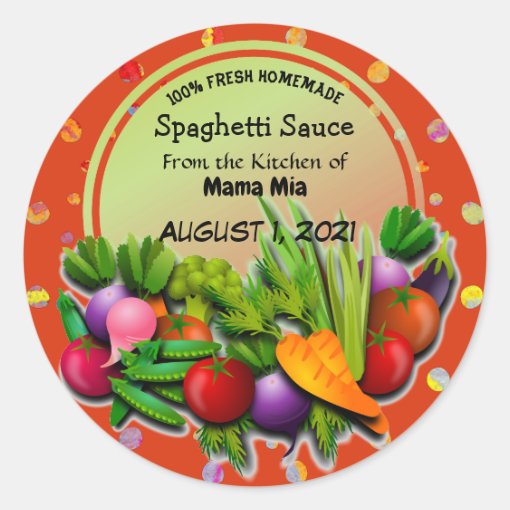 Spaghetti Sauce Customizable Classic Round Sticker | Zazzle
