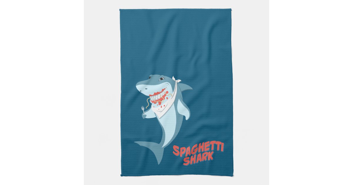 Spaghetti Shark Kitchen Towel | Zazzle