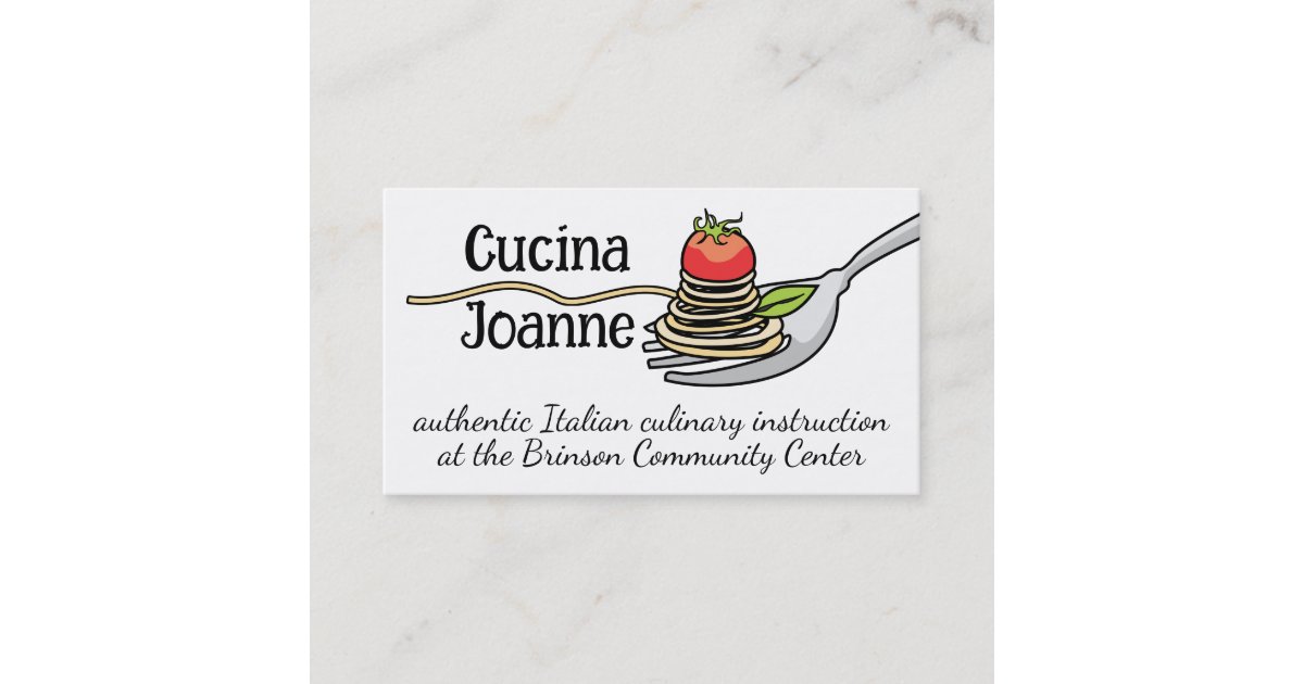 Spaghetti tomato for Italian food chef catering Business Card | Zazzle