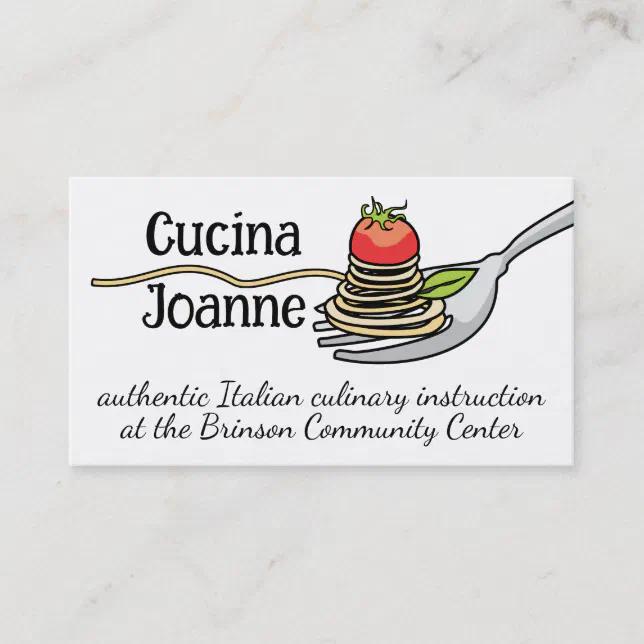 Spaghetti tomato for Italian food chef catering Business Card | Zazzle