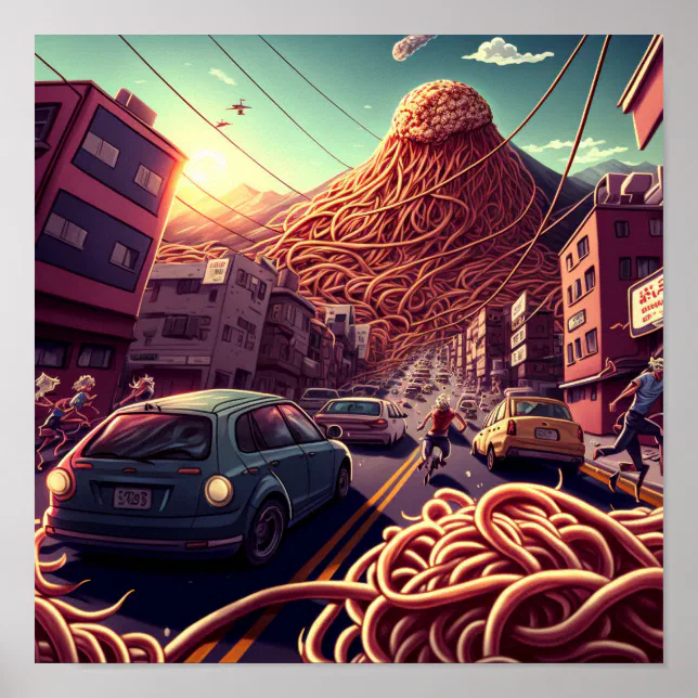 Spaghetti Volcano Poster | Zazzle