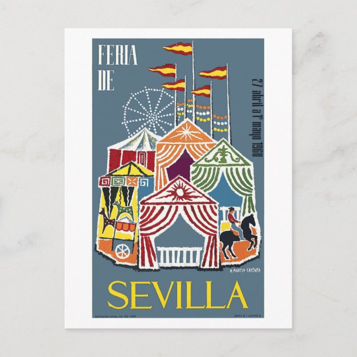 Spain 1960 Seville Festival Poster Postcard | Zazzle