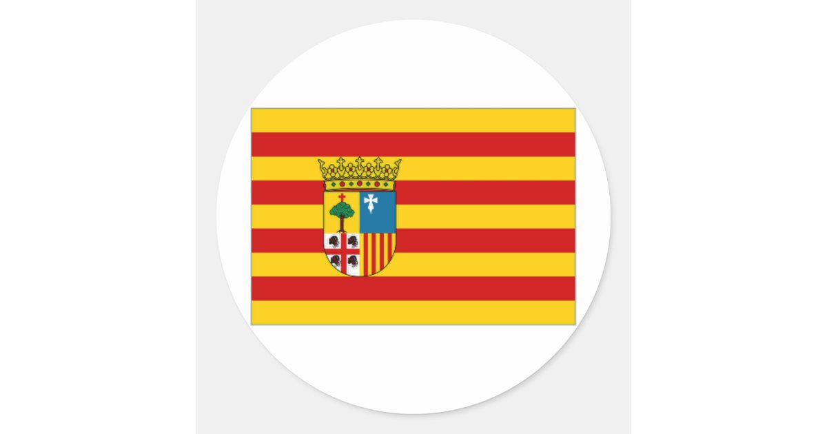 Spain Aragon Flag Classic Round Sticker | Zazzle