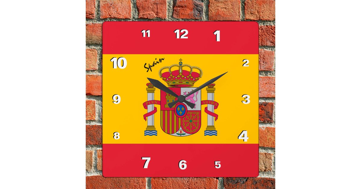 Spain Clock, patriotic home, Spanish Flag Square Wall Clock | Zazzle