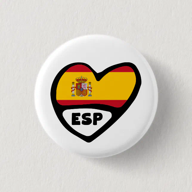 Spain Country Code Flag Heart Pin Badge, ESP | Zazzle
