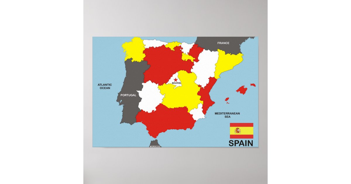 spain country political map flag poster | Zazzle