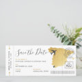 Spain Destination Boarding Pass Save the Date Gold Invitation | Zazzle