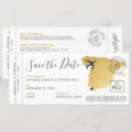 Spain Destination Boarding Pass Save the Date Gold Invitation | Zazzle