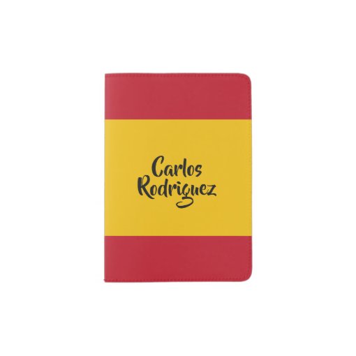 Spain Flag custom name passport cover | Zazzle