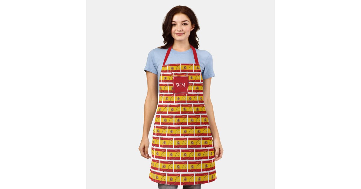 SPAIN FLAG MAP | Monogram | Spanish Apron | Zazzle