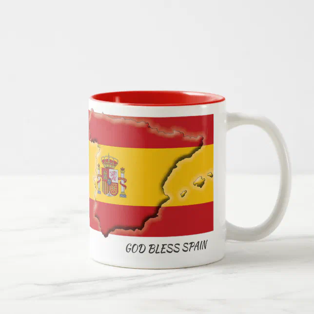 SPAIN FLAG MAP Scripture Customized Two-Tone Coffee Mug | Zazzle