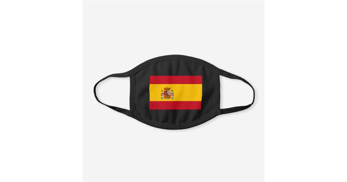 Spain Flag Spanish Patriotic Black Cotton Face Mask | Zazzle