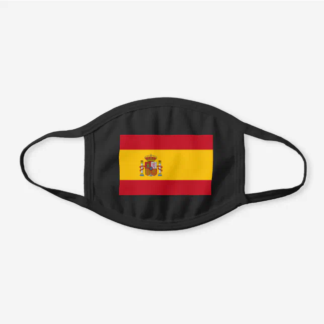 Spain Flag Spanish Patriotic Black Cotton Face Mask | Zazzle