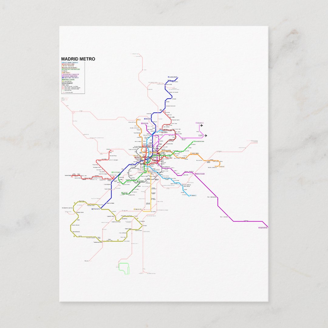 Spain-Madrid Metro Map Postcard | Zazzle