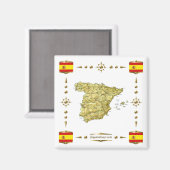 Spain Map + Flags Magnet | Zazzle
