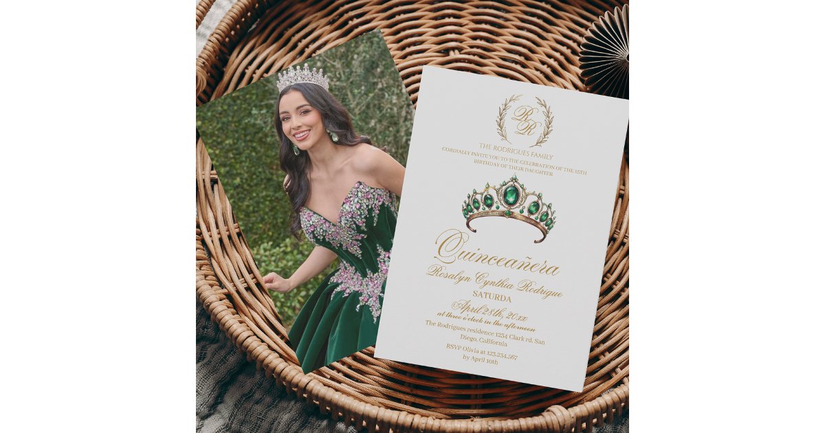 Spain Quinceanera Gold Tiara 15th Birthday Invitation | Zazzle