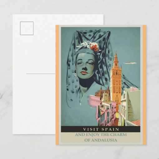 Spain Spanish Vintage Travel Poster Postcard | Zazzle