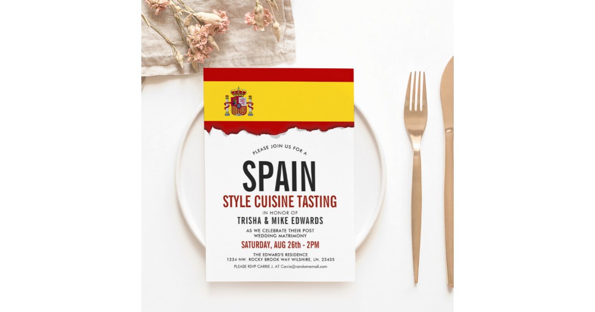 Spain Style Cuisine | Party Flag Invite | Zazzle