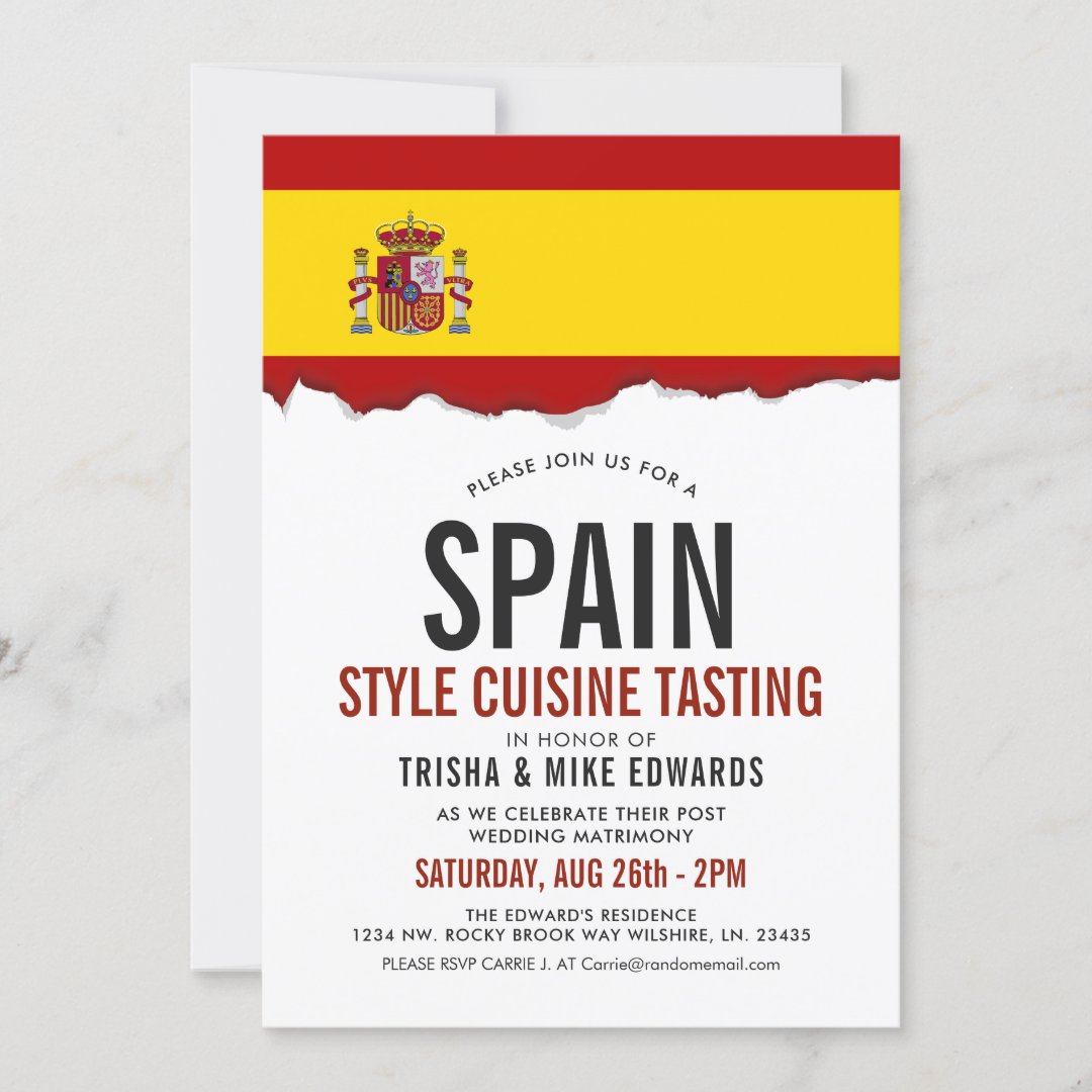 Spain Style Cuisine | Party Flag Invite | Zazzle