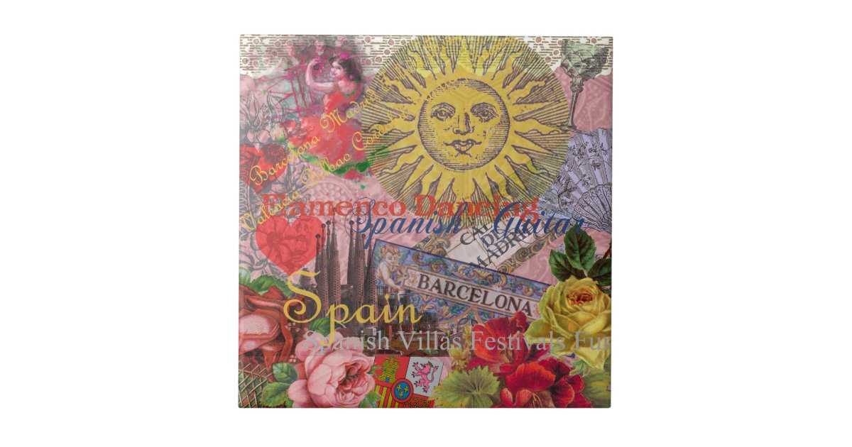 Spain Sunshine Spanish Travel Art Ceramic Tile | Zazzle