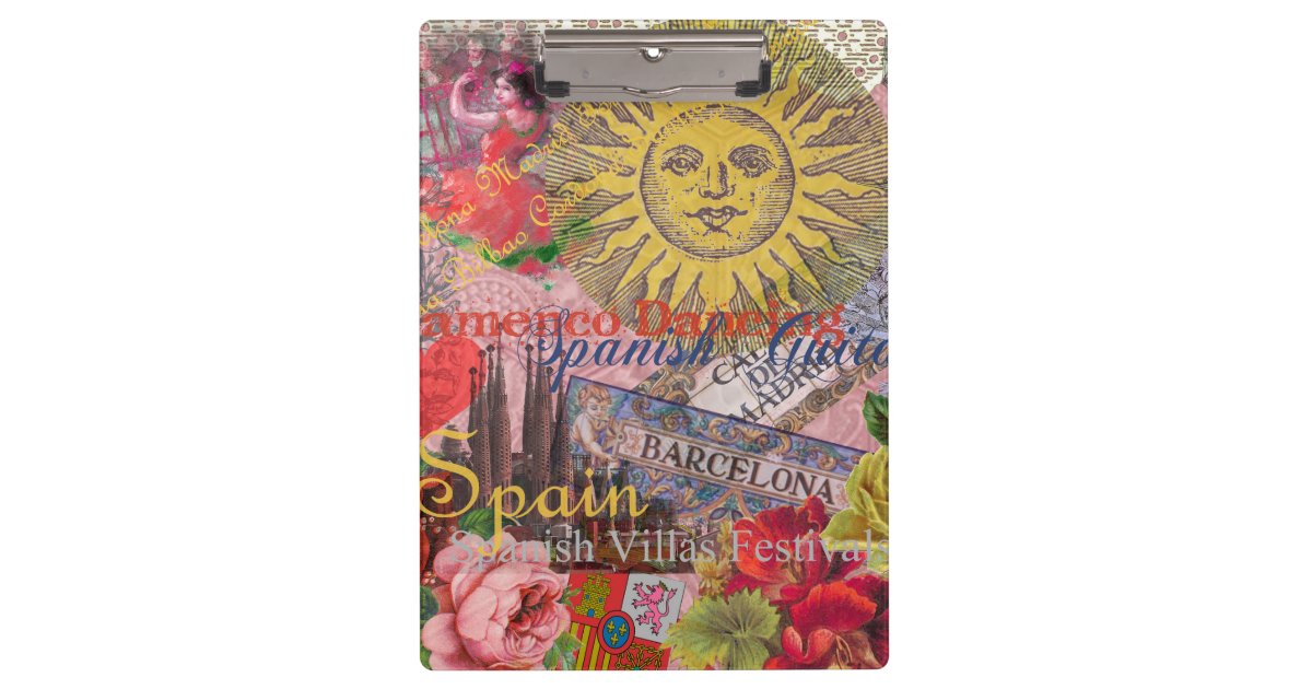 Spain Sunshine Spanish Travel Art Clipboard | Zazzle