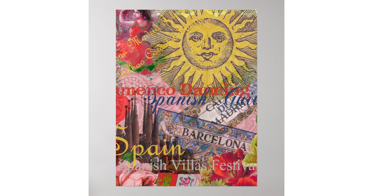 Spain Sunshine Spanish Travel Art Poster | Zazzle