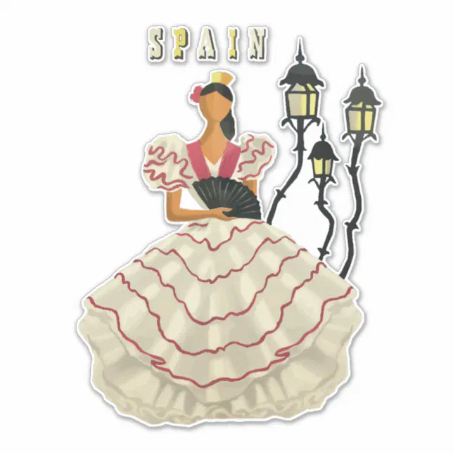 Spain Travel Spanish Flamenco Dancer woman Art Sticker | Zazzle