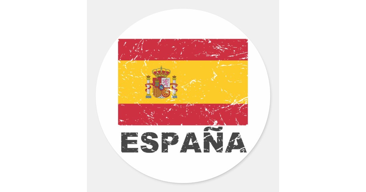 Spain Vintage Flag Classic Round Sticker | Zazzle