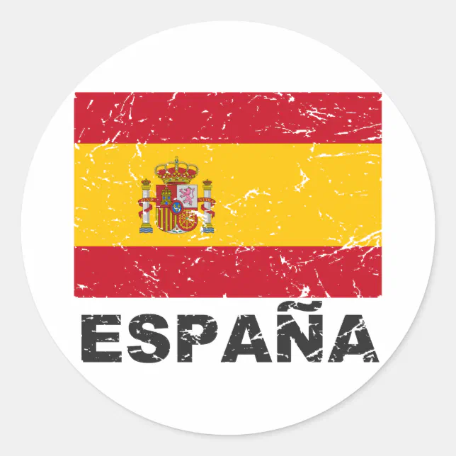 Spain Vintage Flag Classic Round Sticker | Zazzle