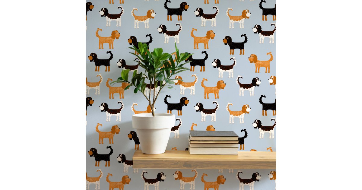 Spaniel Dog Pattern Wallpaper | Zazzle