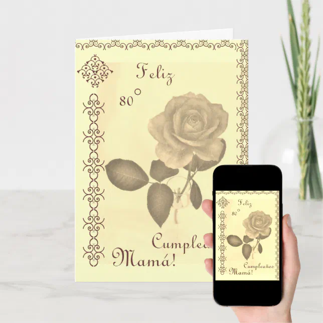 Spanish: 80 Cumples-Mama / Mom's 80th birthday Card | Zazzle