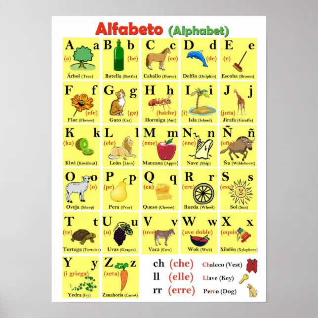 Spanish Alphabet Chart | Zazzle