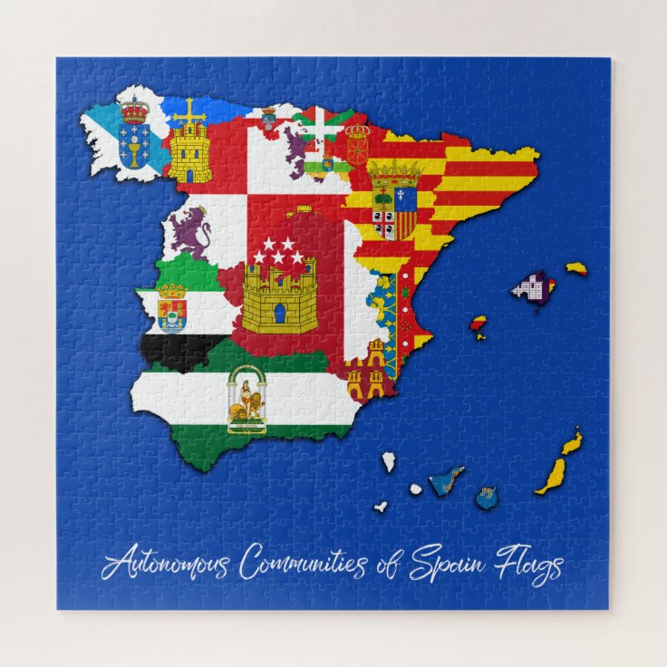 Spanish Autonomous Communities Flags Map, Spain Jigsaw Puzzle | Zazzle
