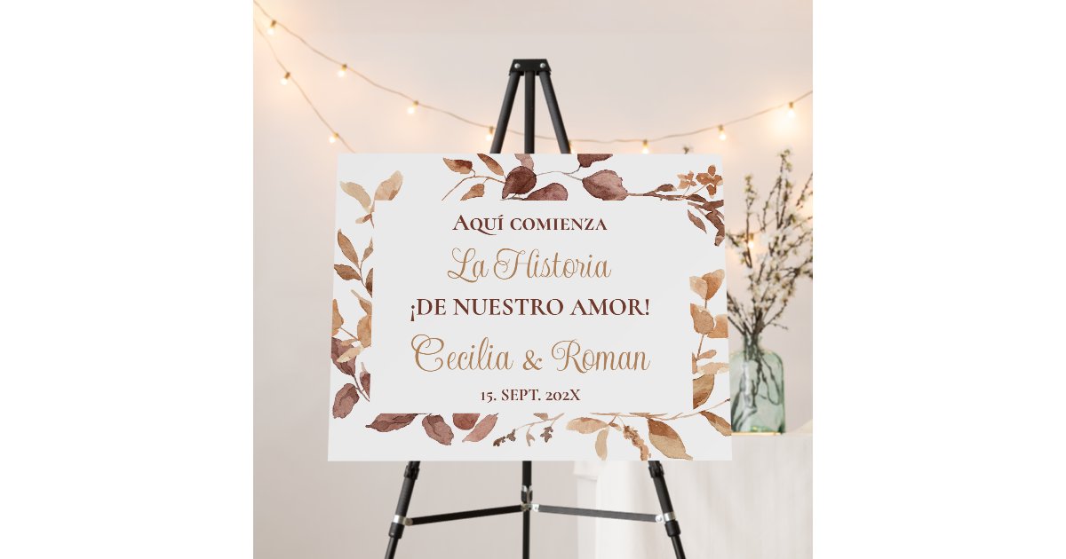 Spanish Autumn Wedding Welcome sign | Zazzle