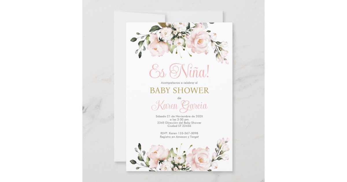Spanish Baby Shower Girl Invitation | Zazzle