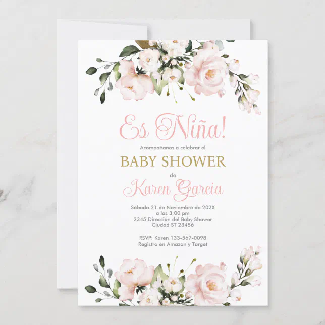 Spanish Baby Shower Girl Invitation | Zazzle