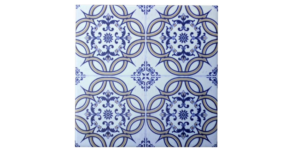 Spanish Blue & White Ceramic Photo Tile | Zazzle