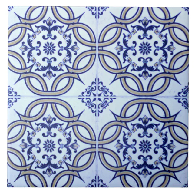 Spanish Blue & White Ceramic Photo Tile | Zazzle