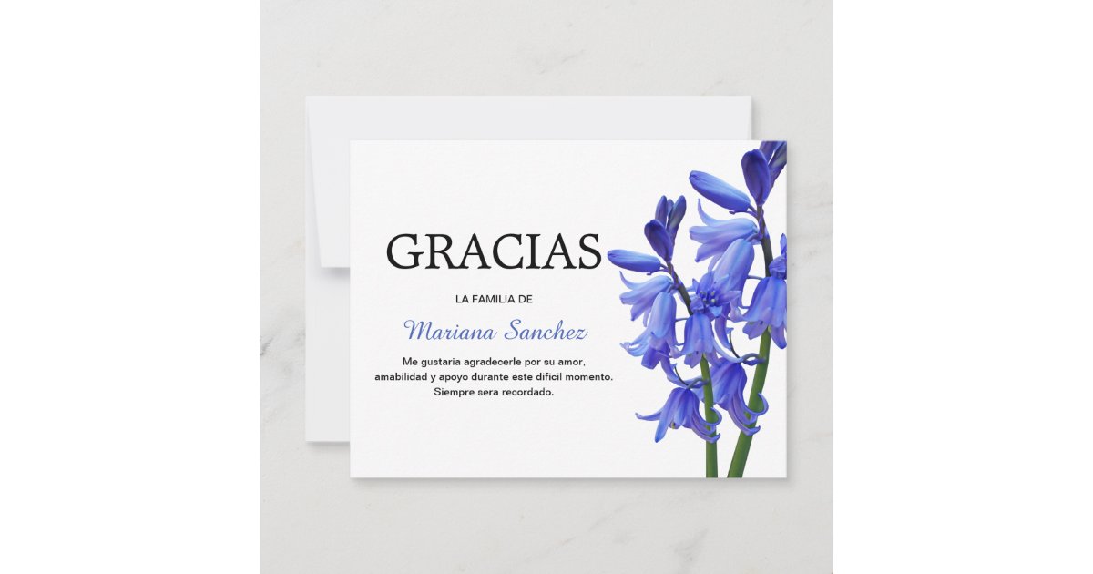 Spanish Bluebells Gracias | Sympathy Thank You | Zazzle
