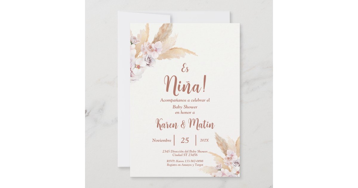 Spanish Boho Baby Shower Girl Invitation | Zazzle