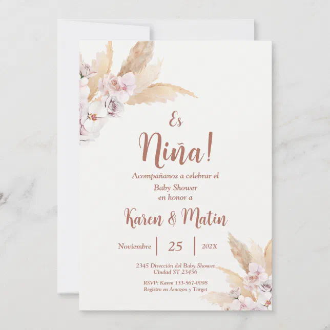 Spanish Boho Baby Shower Girl Invitation | Zazzle