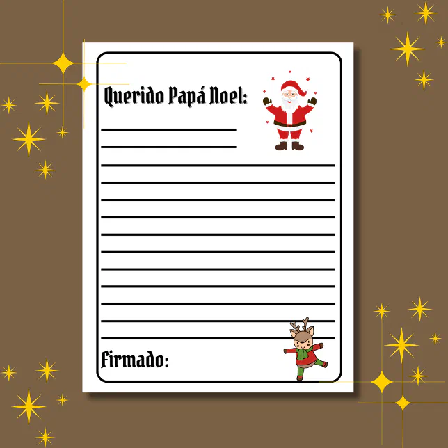 Spanish Carta Para Papá Noel White Letter to Santa | Zazzle