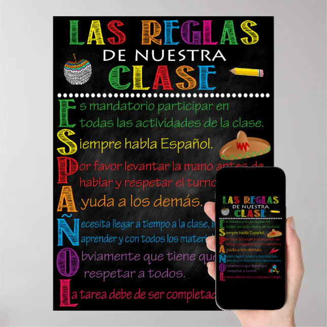 Spanish Classroom Rules Poster | Zazzle