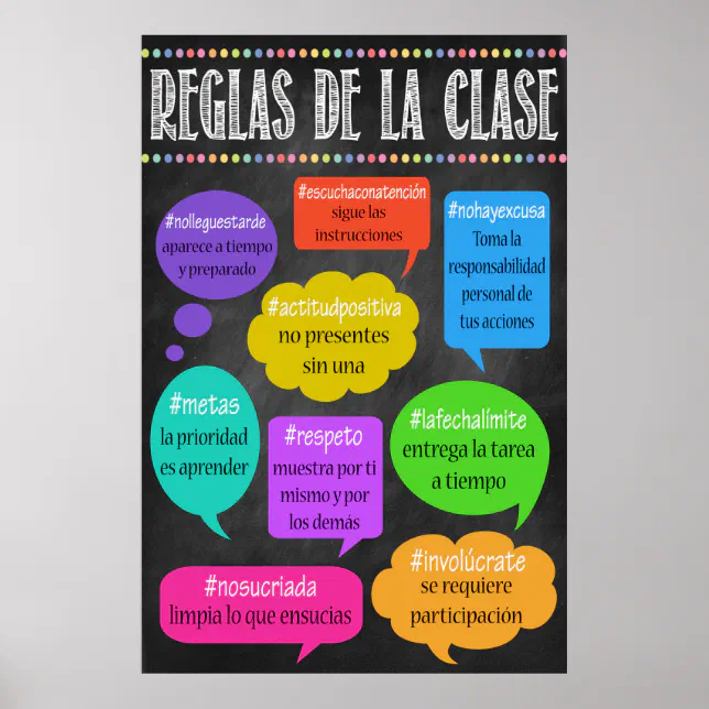 SPANISH Classroom Rules Poster! REGLAS DE LA CLASE Poster | Zazzle