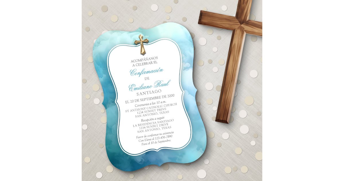 Spanish Confirmation Boys' Invitation | Zazzle