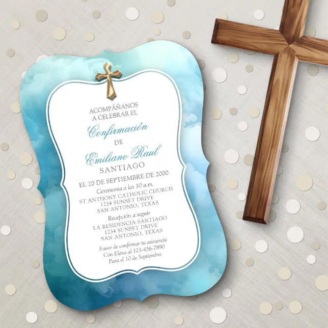 Spanish Confirmation Boys' Invitation | Zazzle
