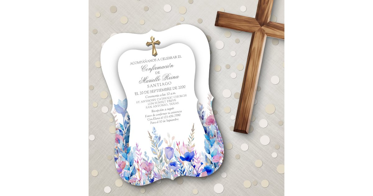 Spanish Confirmation Girls' Invitation | Zazzle