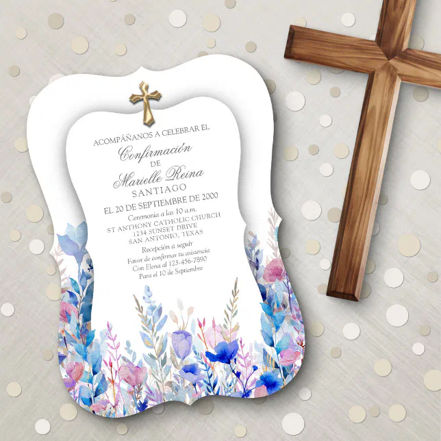 Spanish Confirmation Girls' Invitation | Zazzle