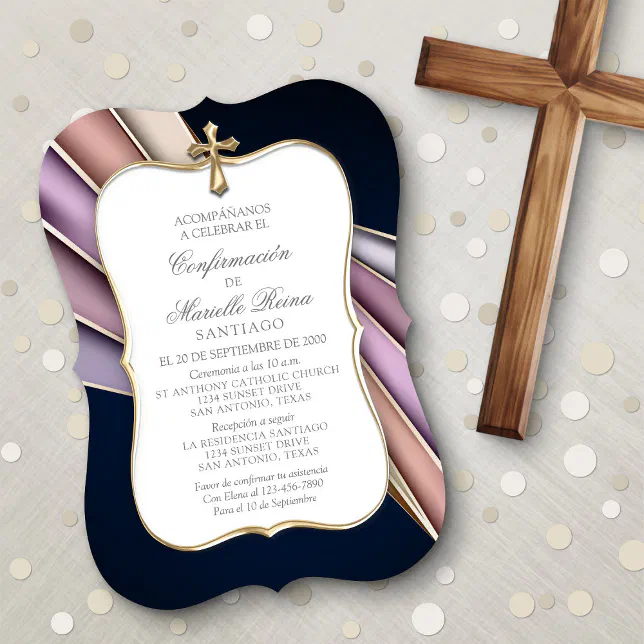 Spanish Confirmation Girls' Invitation | Zazzle