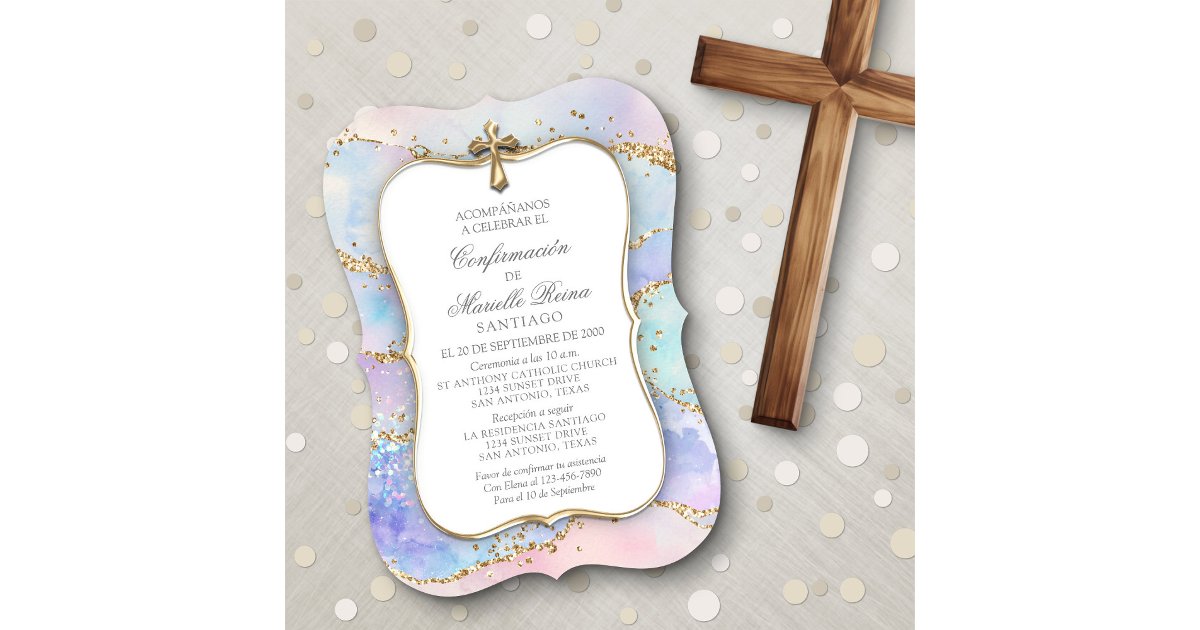 Spanish Confirmation Girls' Invitation | Zazzle
